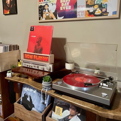 Now Playing Record Stand or Holder, Record Holder, English Oak Now ...