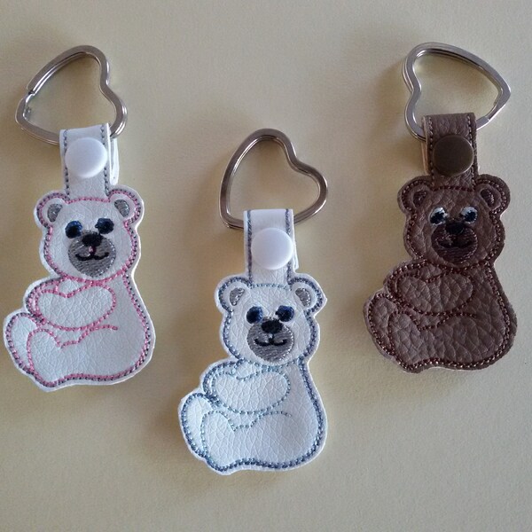 Bear Key Fob, Machine Embroidery,teddy Bear Fob, Key Fob, Fob, Keyring ...