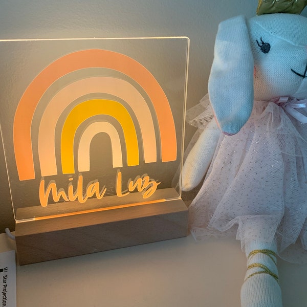 Rainbow Nightlight, Nightlight, Personalized Nightlight, Bedroom ...