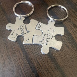 Puzzle Piece Keychains Couple Keychains Connected by Heart | Etsy