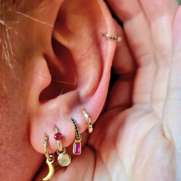 8mm 14K & 9K Solid Gold Moon Daith Ring, 16 Gauge /1,2mm Daith Hoop ...