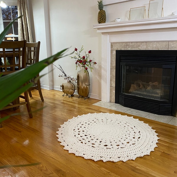 Many Colors, Many Sizes, Handmade ECRU Cream Large Crochet RUG ...
