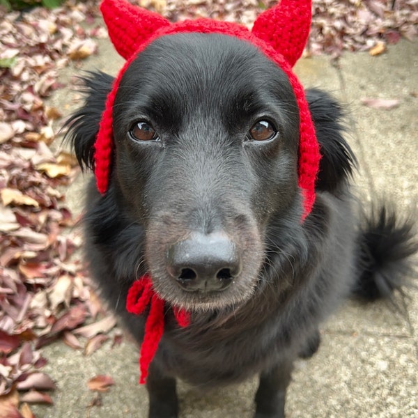 Devil Dog Costume, Devil Horns for Large Breed Dogs, Red Devil Dog Hat ...