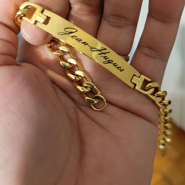 Personalized Men's Bracelet Engraved Bracelet for Men Curb Chain ...