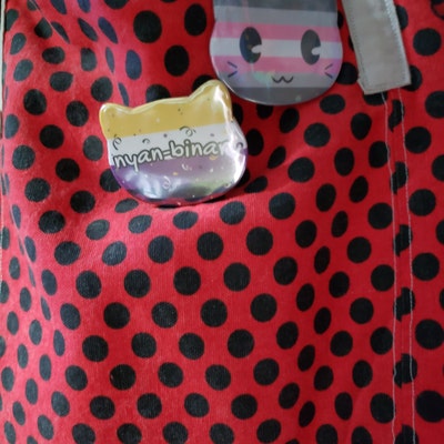 Nonbinary Nyan-binary Pride Button Cat Kitty Non Binary Gender Neutral Flag Pin Back Badge ...