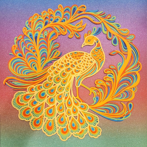 Multilayer Peacock Laser Cut File 3D Layered Peacock Layered Dxf Dwg ...