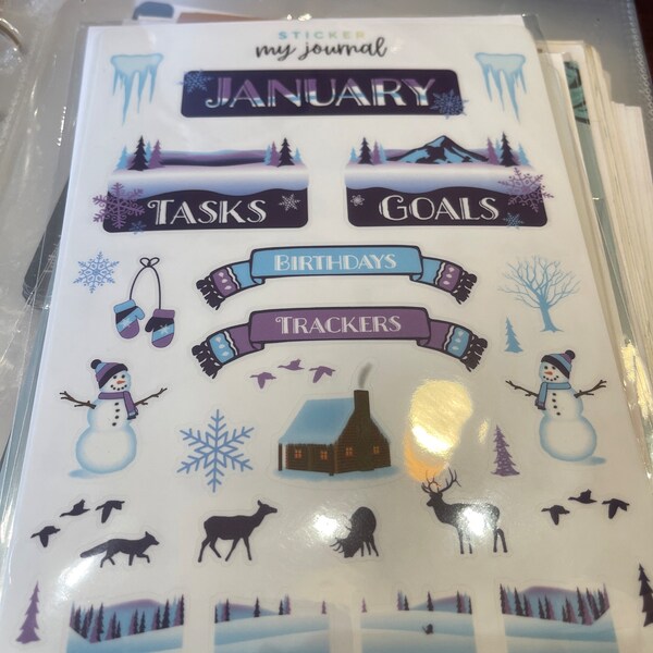 January Monthly Bullet Journal Sticker Kit - Winter Themed Stickers for ...