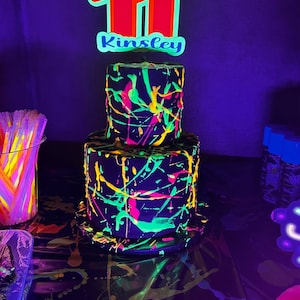 Heart Birthday Cake Topper, Custom Age Neon Party Decor, Red Glitter ...