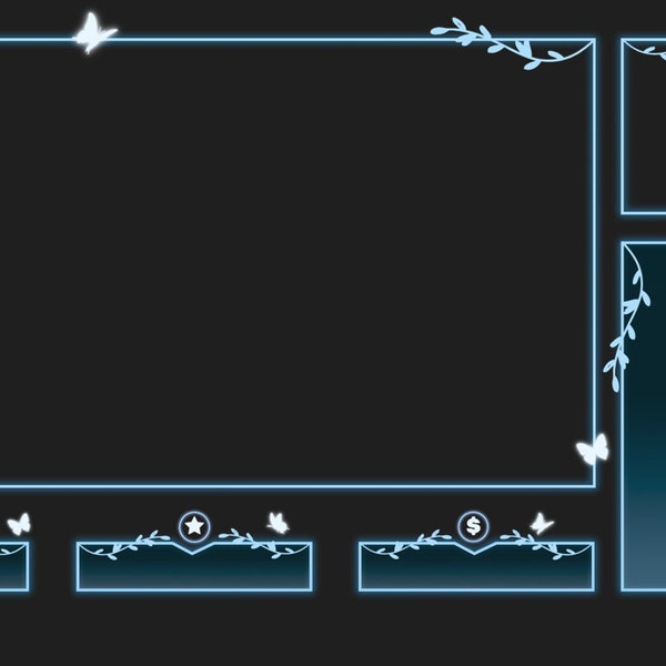 Cozy Twitch Overlay Blue Stream Package Animated Vtuber Background ...