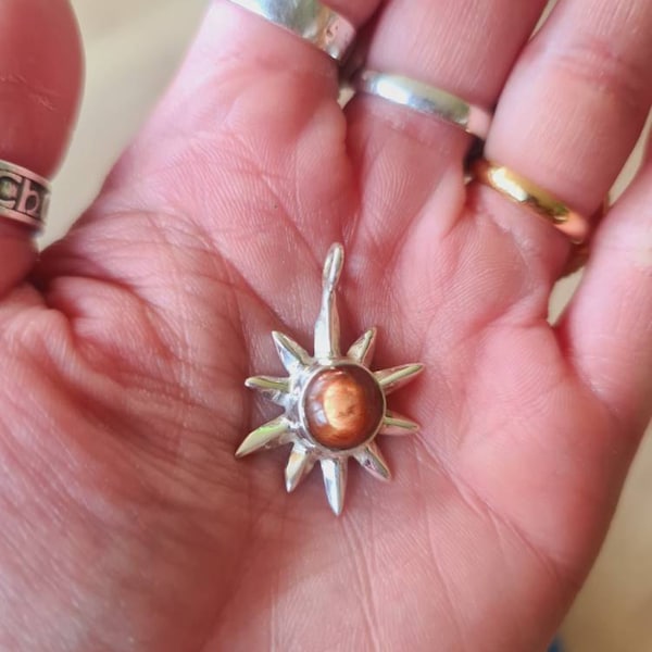 Amazing Fire Sunstone Necklace~ 925 Sterling Silver~ Natural Sunstone ...