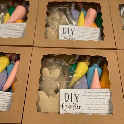 Printable Spring DIY Cookie Kit Instruction Card Pastel Aqua Piping Bag ...