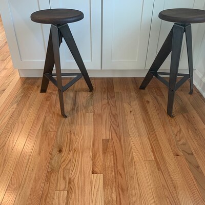 Bar Height, Windmill Stool, Metal Base, Solid Wood Seat, Swivel and ...