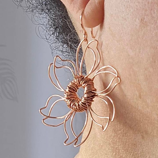 Chunky Gold Flower Necklace, Funky Gold Pendant on Neutral Suede Cord ...