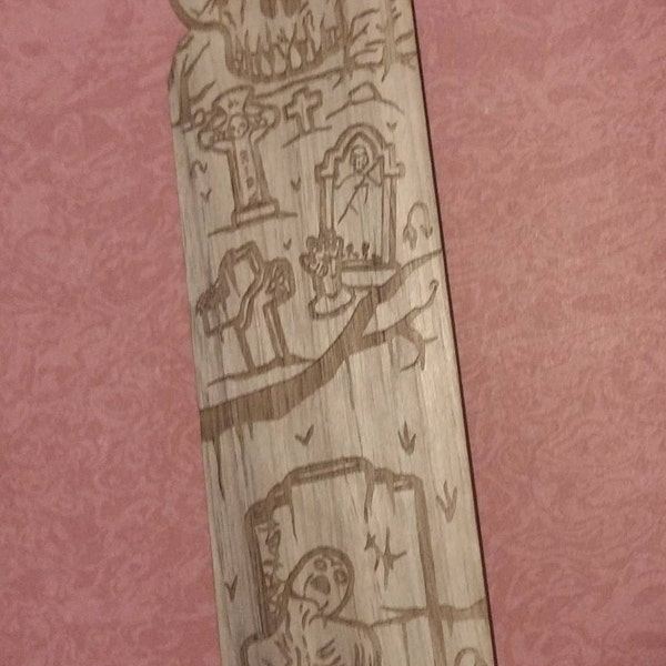 Horror Book Mark Skull Graveyard Zombie Wooden Bookmark | Book Lover ...