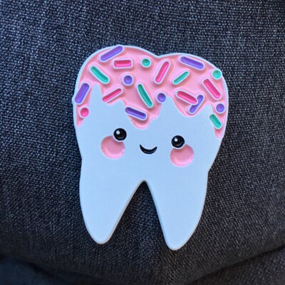 Pink Sweet Tooth Pin Hard Enamel Pin Cloisonné Tooth Lapel Pin Enamel ...