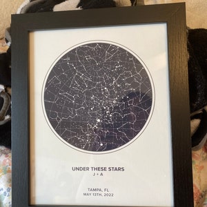 Custom Night Sky Print, Framed Star Map by Date, Anniversary Gifts for ...