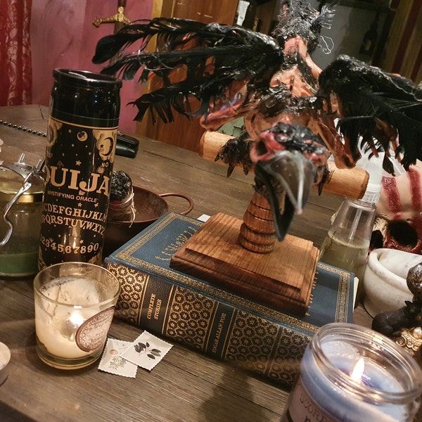 Raven Skeleton Prop on A Rustic Wooden Perch - Etsy