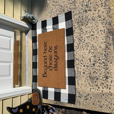 Dragon Doormat, Beyond Here There Be Dragons, Outdoor Welcome Mat ...