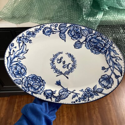 Custom Family Plate, Hand Painted Porcelain, Personalized Initials Gift ...