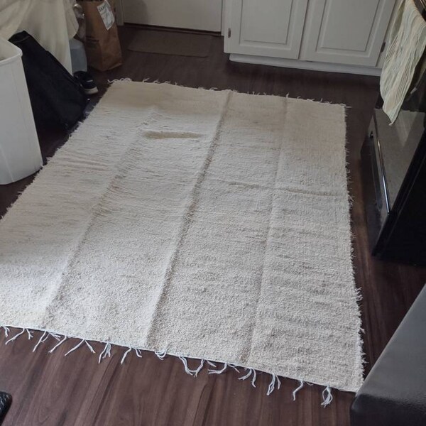 Large Cream Rug, Bedroom Rug, Cotton Rug, Living Room Rug, Bohemian ...