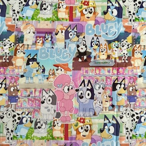 Cute Cartoon Bluey Cotton, Diy Sewing Fabric by Half Yard - Etsy