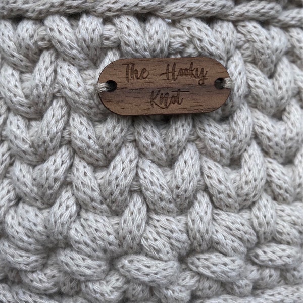 Walnut Wood OBLONG Tags 20mm X 16mm Wooden Add: Any Text, an Image or ...