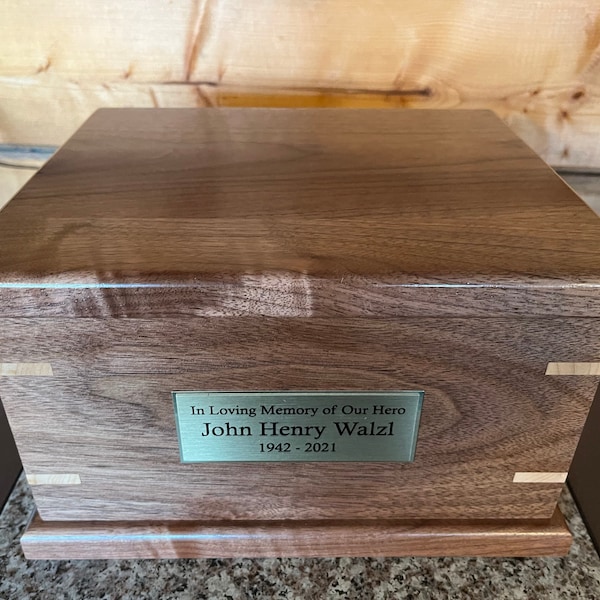 Companion Human Cremation Urn- Black Walnut Wood Urn - Burial Box ...