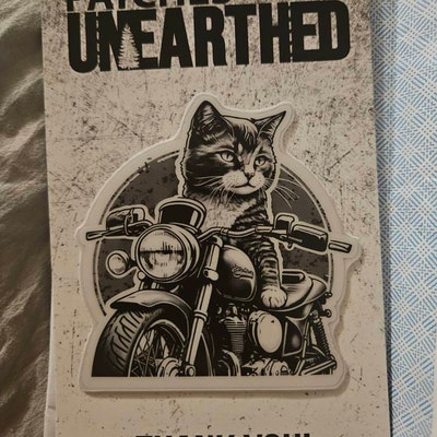 Motorcycle Helmet Sticker Cat on Motorcycle Sticker Gift for Cat Lovers ...