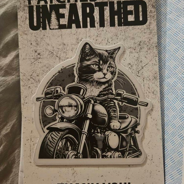 Motorcycle Helmet Sticker Cat on Motorcycle Sticker Gift for Cat Lovers ...