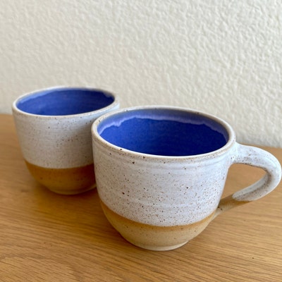 Set of TWO Green Large Mugs, Wheel-thrown Ceramic Coffee Mugs, Pottery ...