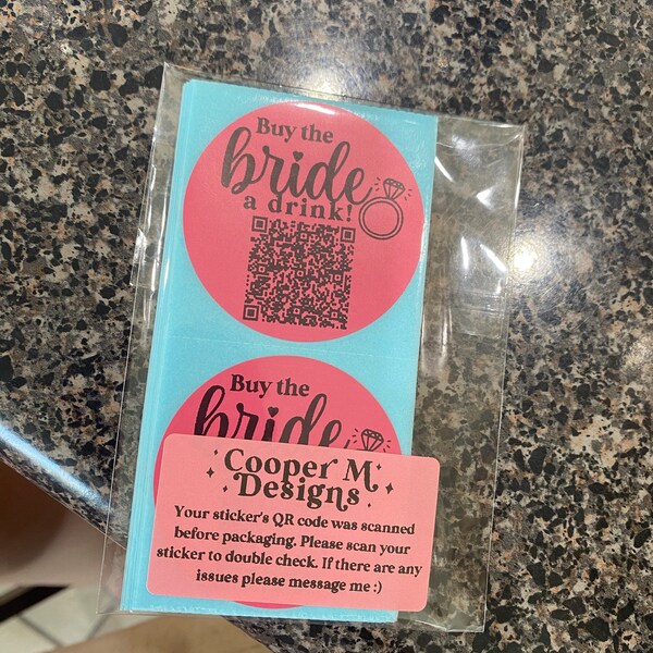 Buy the Bride a Drink Sticker, Bachelorette Party Favor, Venmo QR Code ...