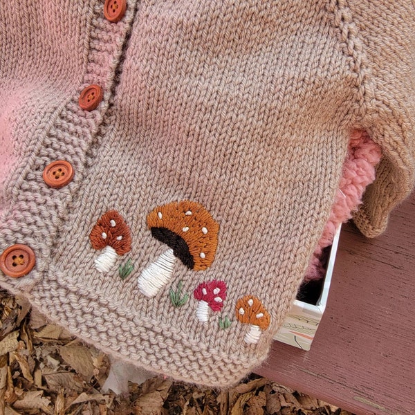 PDF Knitting Pattern, Toadstools Embroidered Cardigan With Video ...