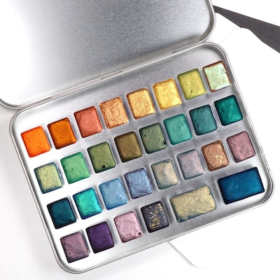 Silver Hinged Metal Tin Box empty Travel Watercolor - Etsy