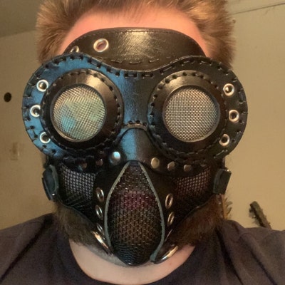 FITS Over GLASSES Mad Engineer Leather and Mesh Face Mask Diesel Punk ...