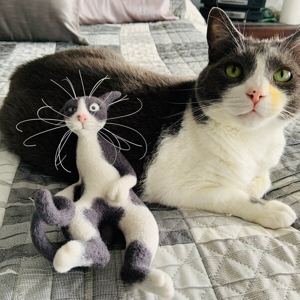 Small Lying Siamese Silly Cat in Bed 6.3 Inches (16 Cm) / Handmade ...