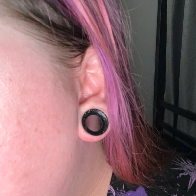 Glitter Black Alien Skinz Soft Silicone Ear Plugs Tunnels Gauges ...