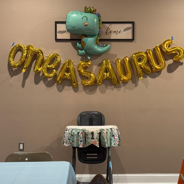 Oneasaurus Dino Pink Birthday Banner Hat Topper, Dinosaur Birthday ...