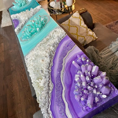 Crystal Wall Art Ammonite Geode Wall Art Black and White Resin Art ...