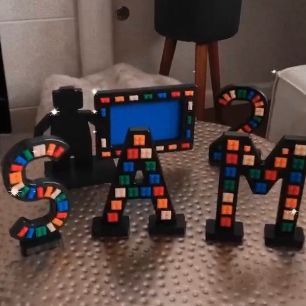 Black brick Script Stand-up Letters, Embedded With Real Bricks. - Etsy