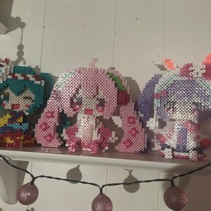 Set of 6 3D Perler Bead Pattern Tutorial Kitty & Friends Kawaii Bunny ...