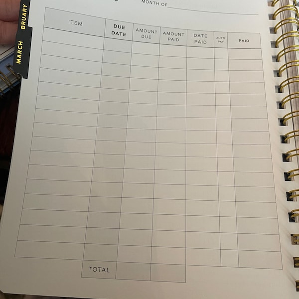 Planner Undated Bill Tracker Journal Organizer Budget Book Payments ...