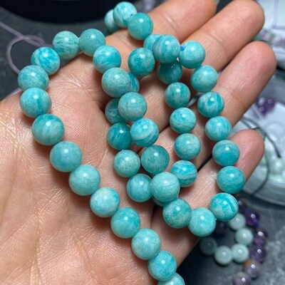 Genuine Peruvian Amazonite Gemstone Grade AAA Round 5mm 6mm 7-8mm 8mm ...