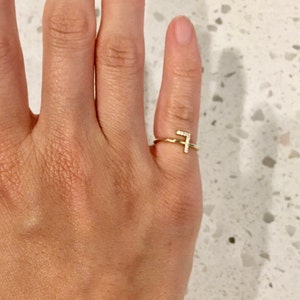 14k Gold Diamond Initial Ring / Diamond Initial Ring / Personalized ...