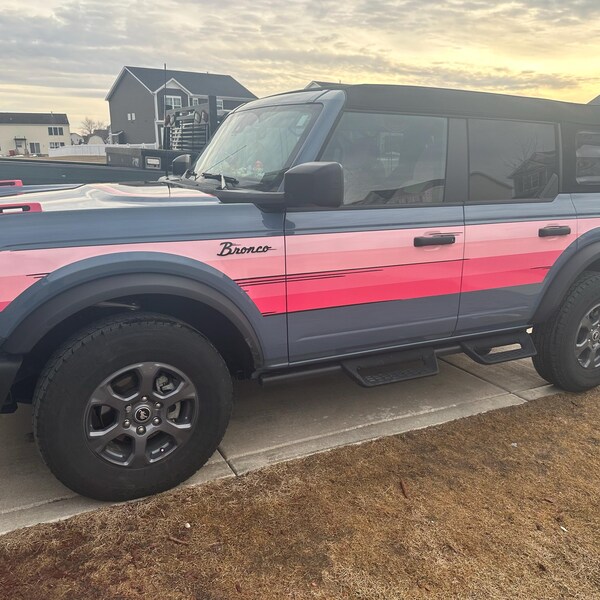Ford Bronco (4 Door) - 3M Vinyl Wrap Vintage Stripe Graphics Kit - Blue ...