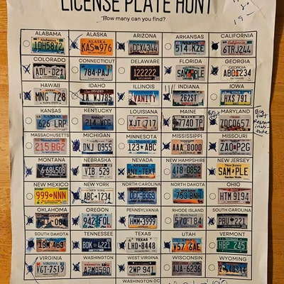 License Plate Game With Map Road Trip Games Printable License Plate ...