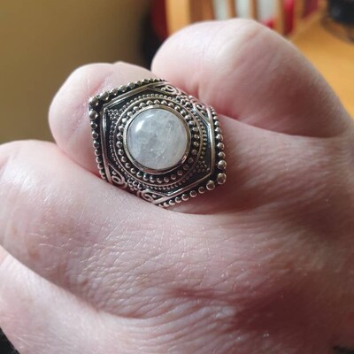 Boho Moonstone Ring, Sterling Silver Ring for Women, Statement Ring ...