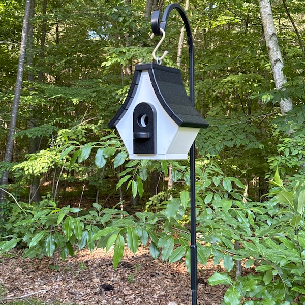Square Back-mount Birdhouse, White With Purple Roof - Etsy