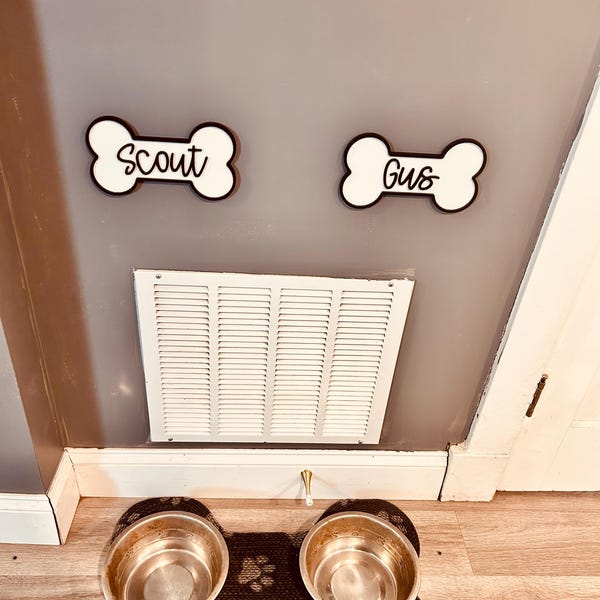 Personalized Dog Bone Name Sign, Wooden Dog Name Tag, Dog Kennel and ...