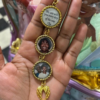 Memorial Photo Wedding Charm Gold Pin to Attach to Bouquet, Something ...