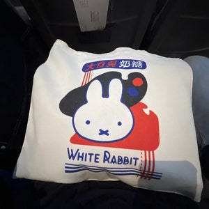 White Rabbit Candy Tote Bag Canvas, Reusable, Aesthetic, Minimalist ...